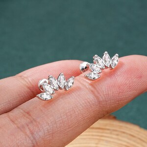 16G Sterling Silver CZ Crown Labret/internally Threaded/flat Back Stud ...