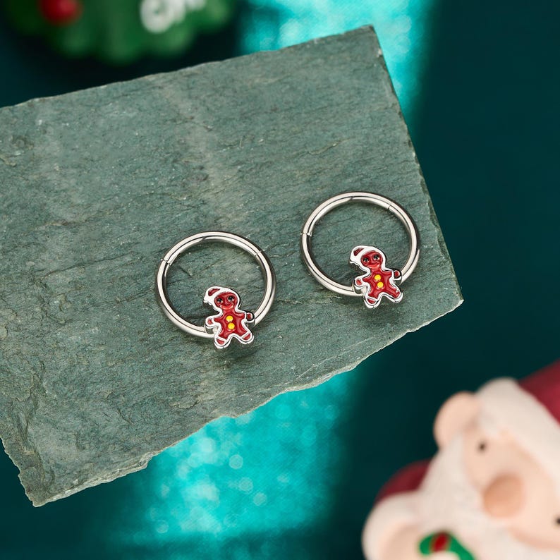 16G 10mm Gingerbread Man Septum Ring/dainty Septum Ring/septum Clicker ...