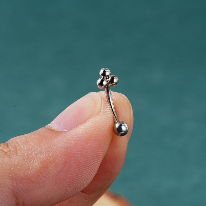 16G 6mm 8mm Three Beans Threaded Rook Earrings/curved Barbells/eyebrow ...