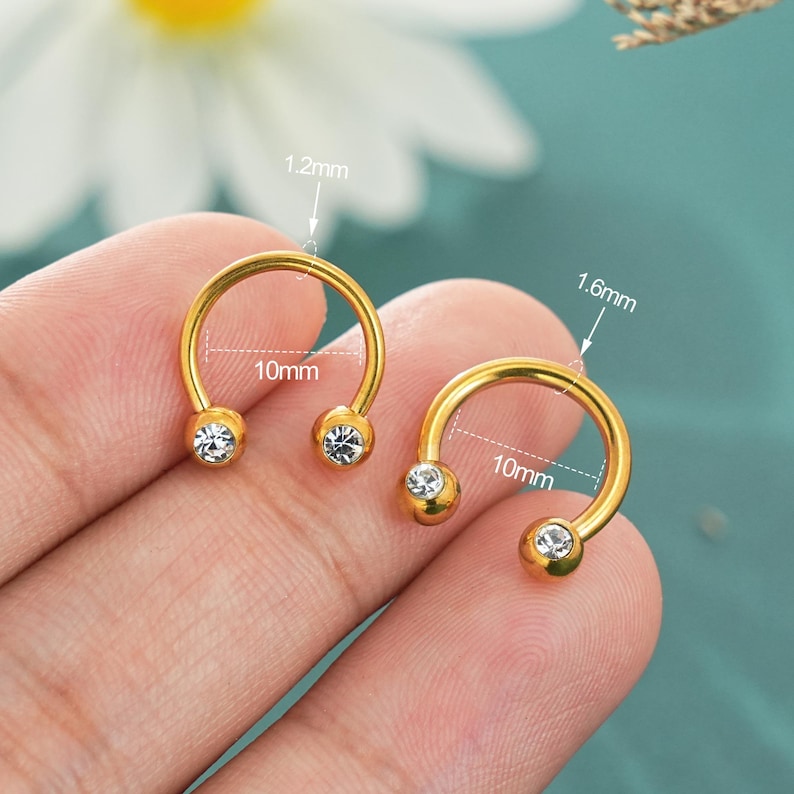 10mm Gold Internally Threaded Septum Ring/horseshoe Barbell/cbr/nose ...