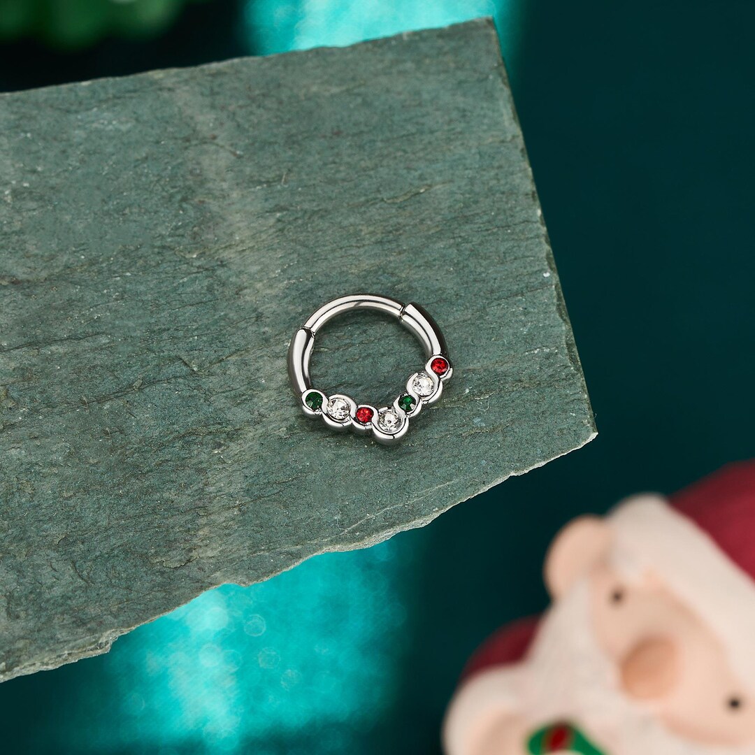 16G 8mm Silver Christmas Septum Ring/dainty Septum Ring/septum Clicker ...