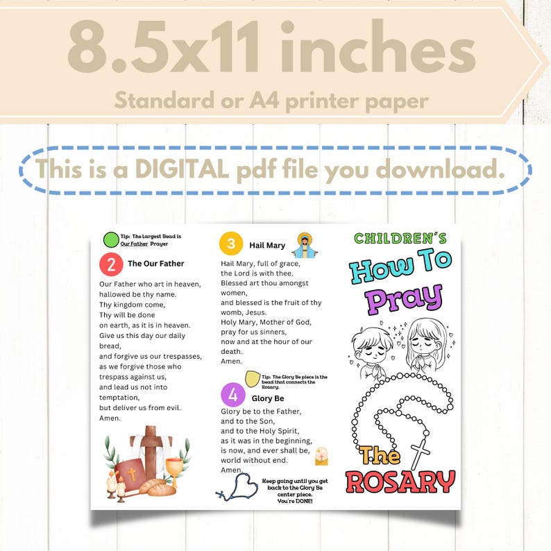 How to Pray Rosary for KIDS PDF: Instant Download Easy Prayer Guide for ...