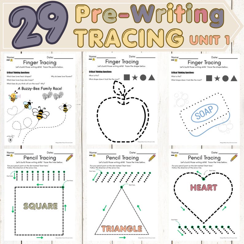 Preschool Line Tracing Worksheet Pack Line Tracing Activities Prek ...