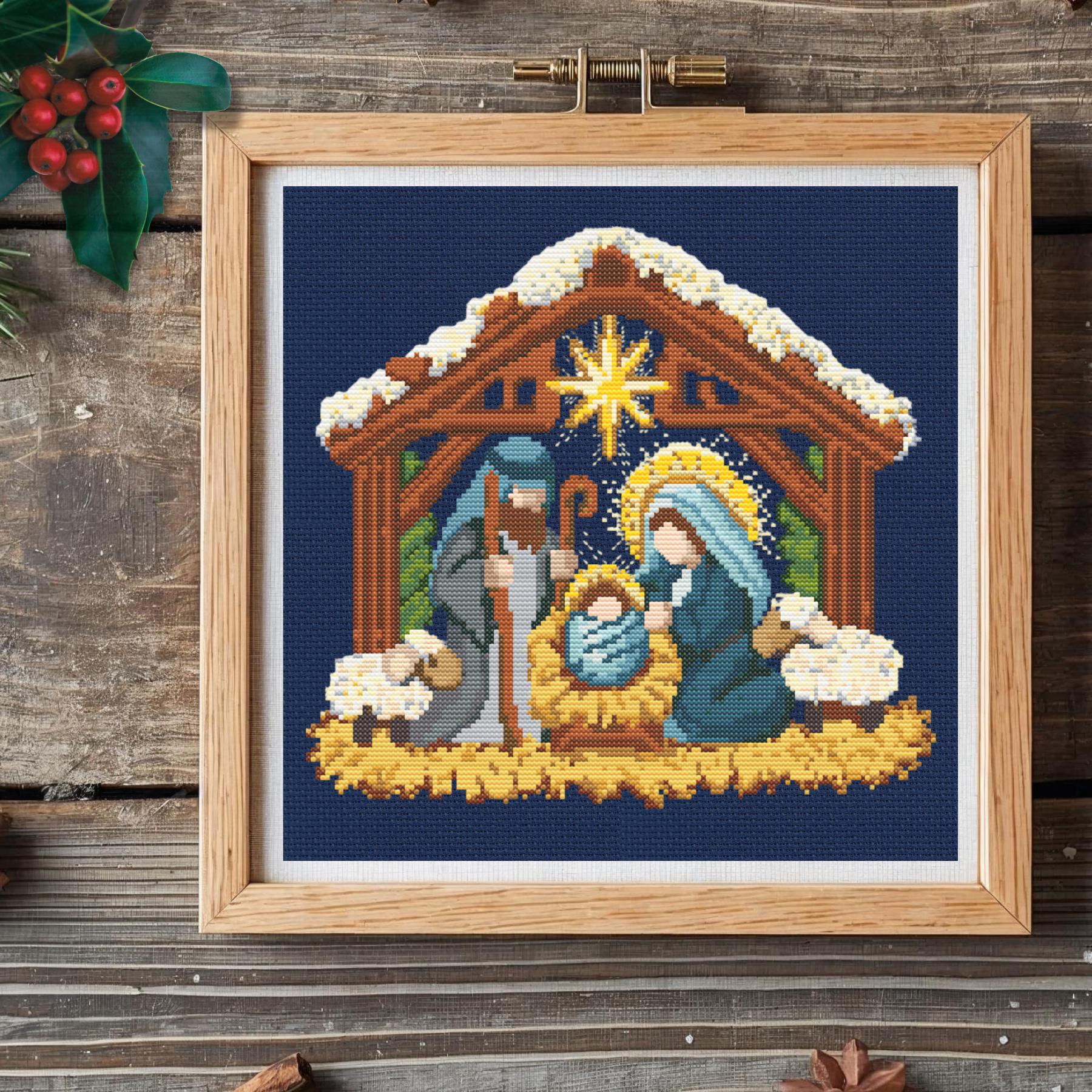 Classic Nativity Scene Folk Art Cross Stitch Pattern PDF. Traditional ...