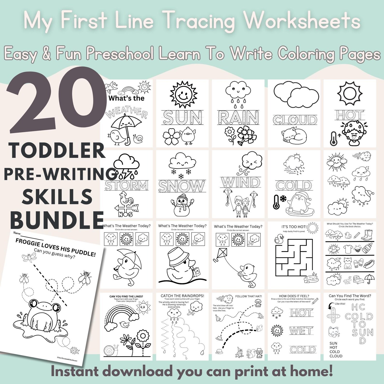 Preschool Line Tracing Worksheet Pack Line Tracing Activities Prek ...