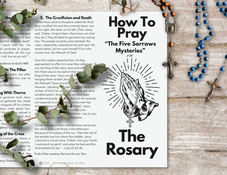 Five Sorrows Rosary Guide: Catholic Prayer (printable PDF) - Etsy