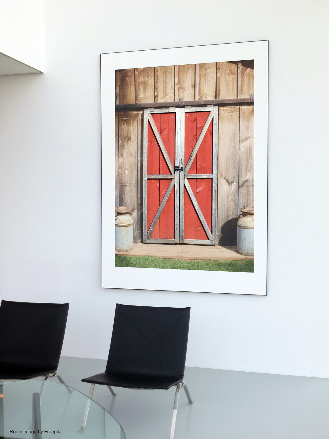 Vintage Old Red Barn Door Primitive Print Country Life Hay Barn Print ...