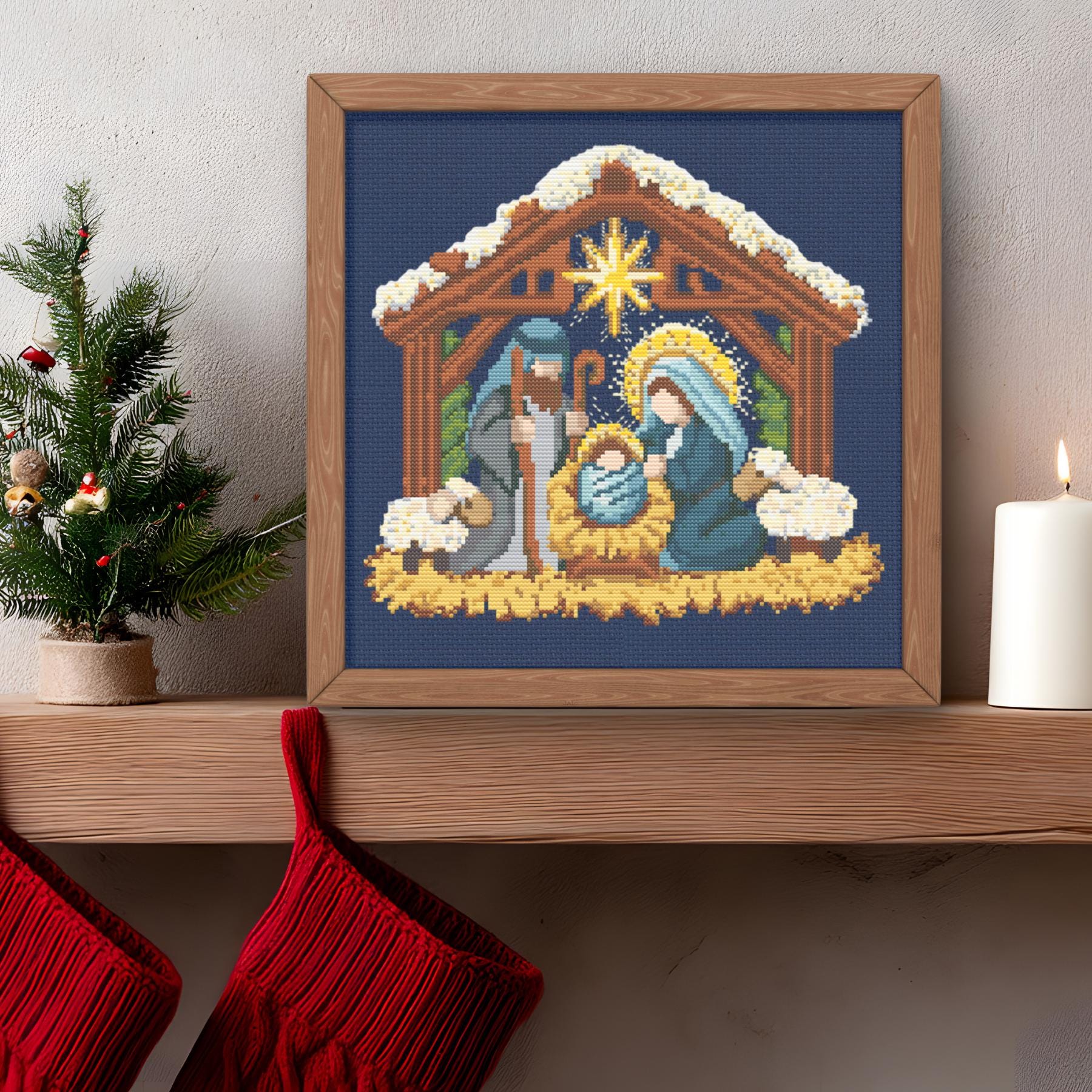 Classic Nativity Scene Folk Art Cross Stitch Pattern PDF. Traditional ...