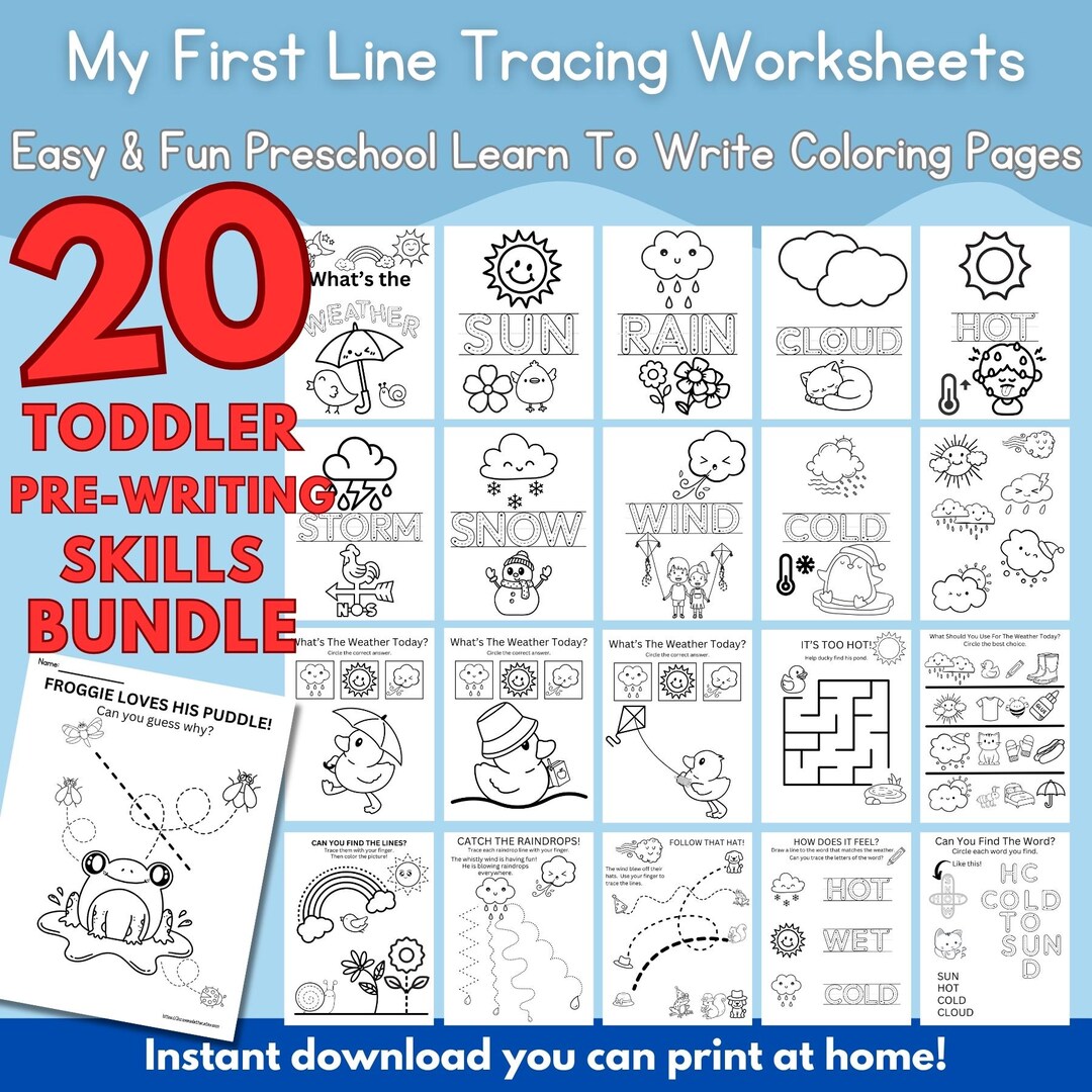 Preschool Line Tracing Worksheet Pack Line Tracing Activities Prek ...