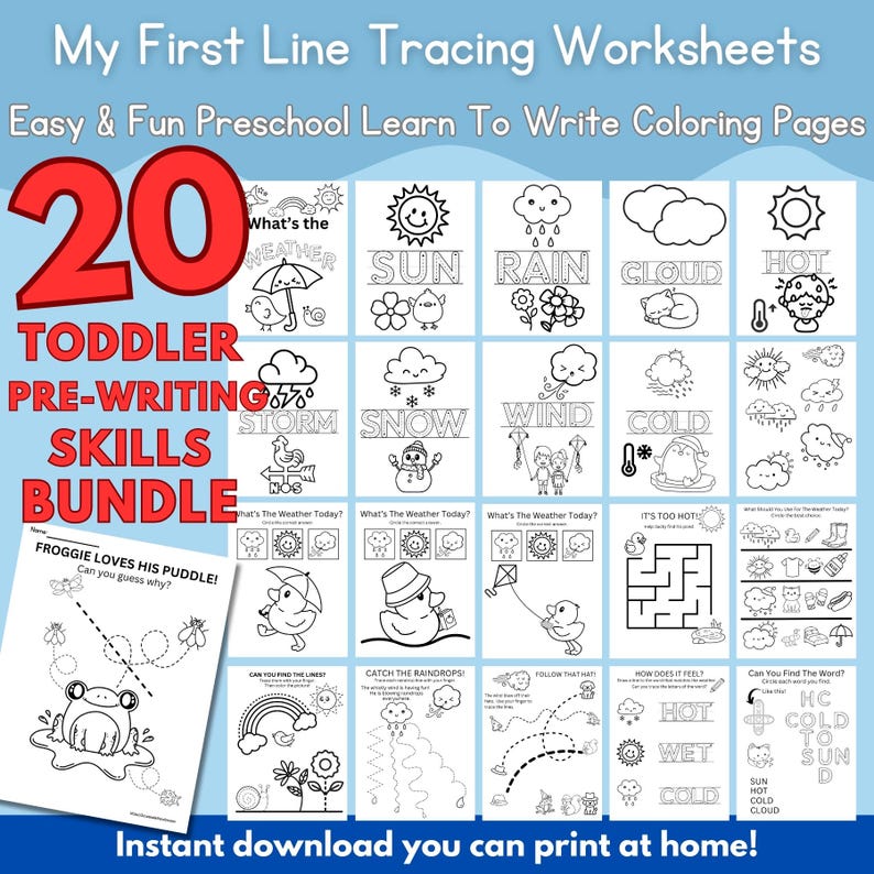 Preschool Line Tracing Worksheet Pack Line Tracing Activities Prek ...