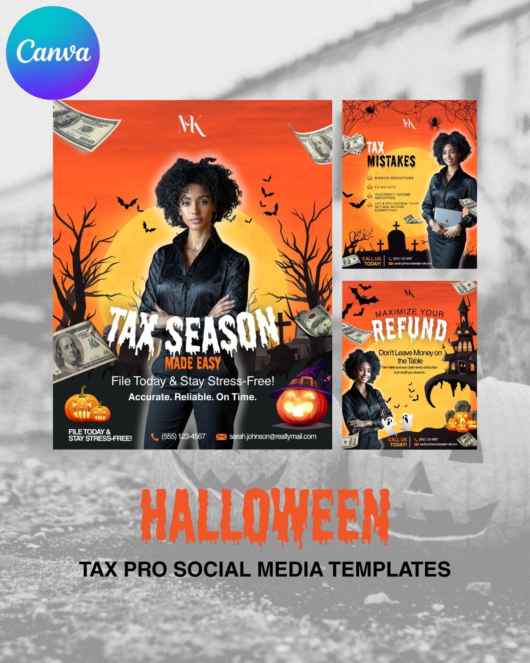 Halloween Tax Pro Social Media Canva Templates (digital Download) - Etsy
