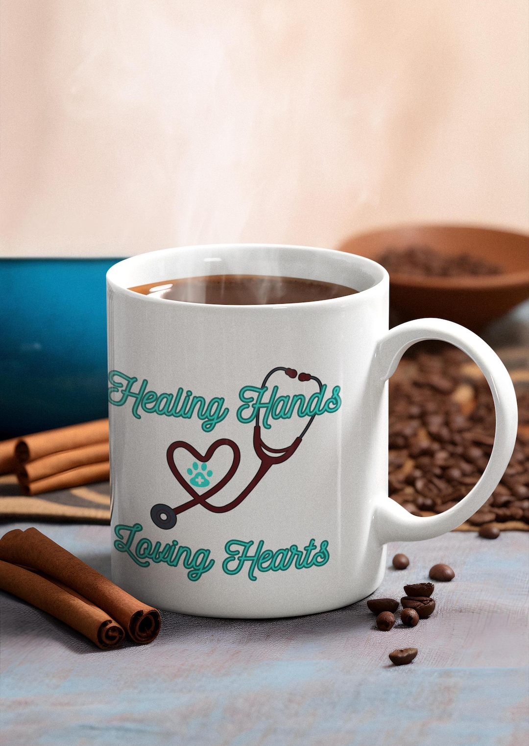 Healing Hands Loving Hearts Coffee Mug, Ceramic Mug, Health Care Mug ...