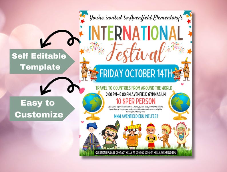 Editable International School Festival Flyer| Multicultural Fair ...
