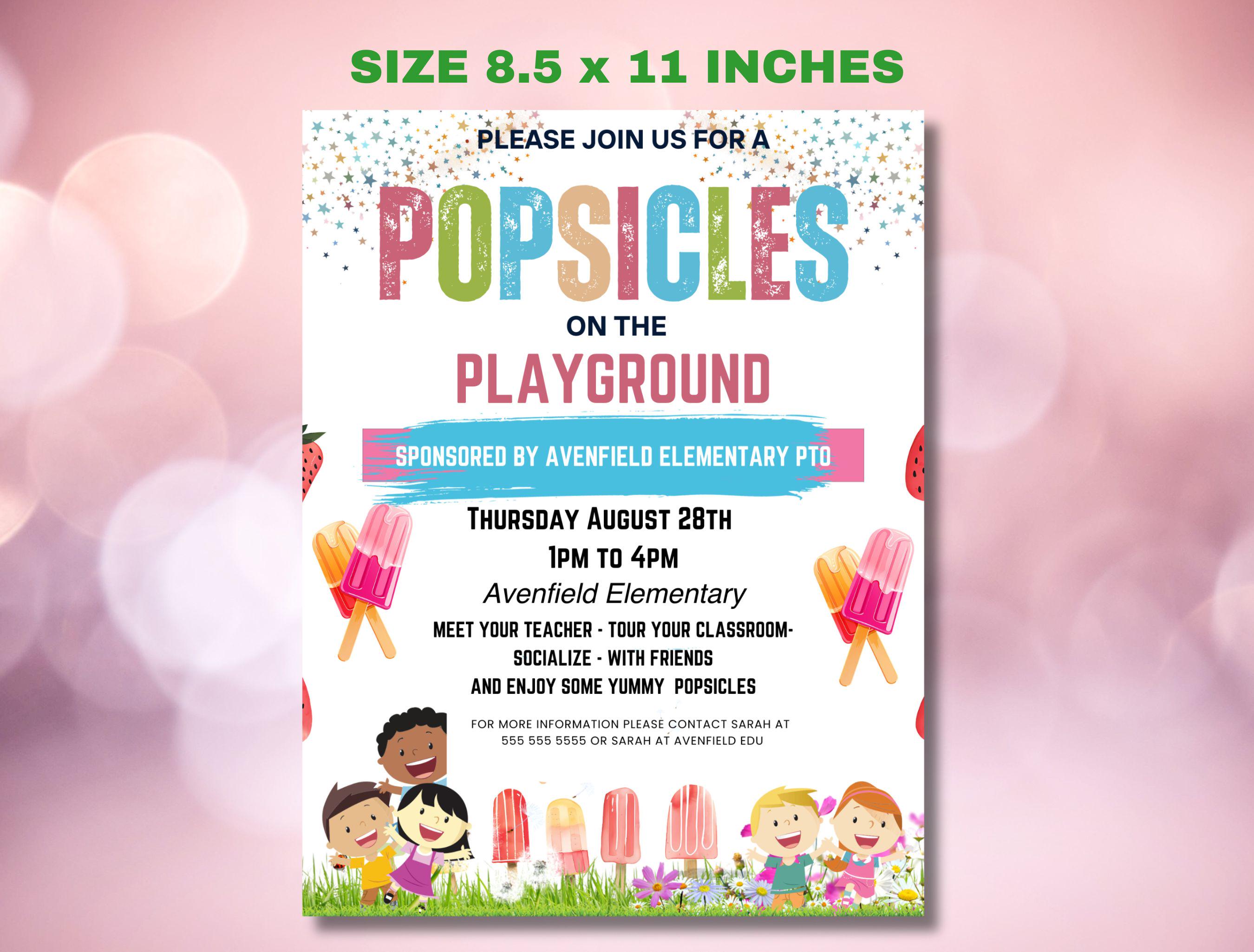 DIY Popsicles on the Playground Flyer Template, Icey Pops Social Invite ...