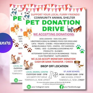 Editable Pet Donation Drive Flyer Template, Support Local Animal ...