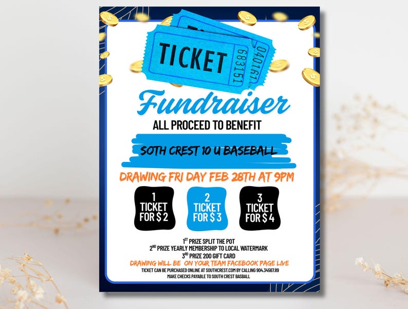 Editable Raffle Fundraiser Flyer: School PTA Charity Event (canva ...