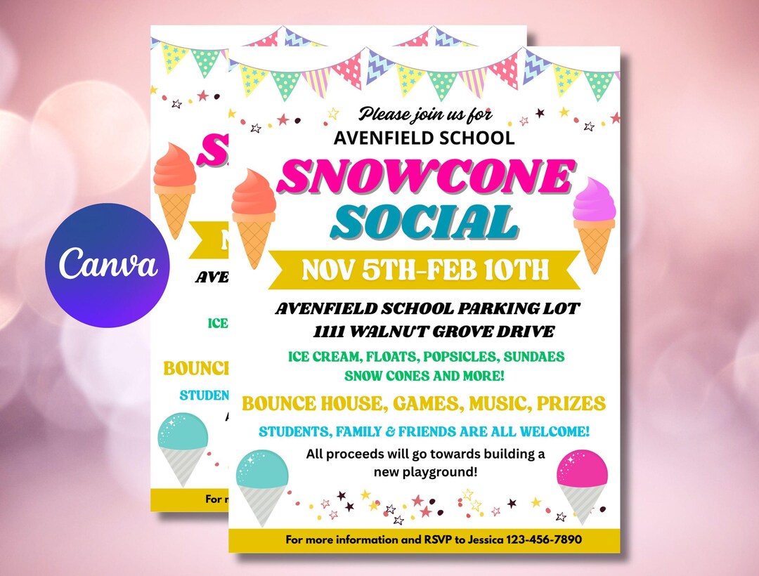 Editable Ice Cream Social Flyer Template, Sundae Social Invitation ...