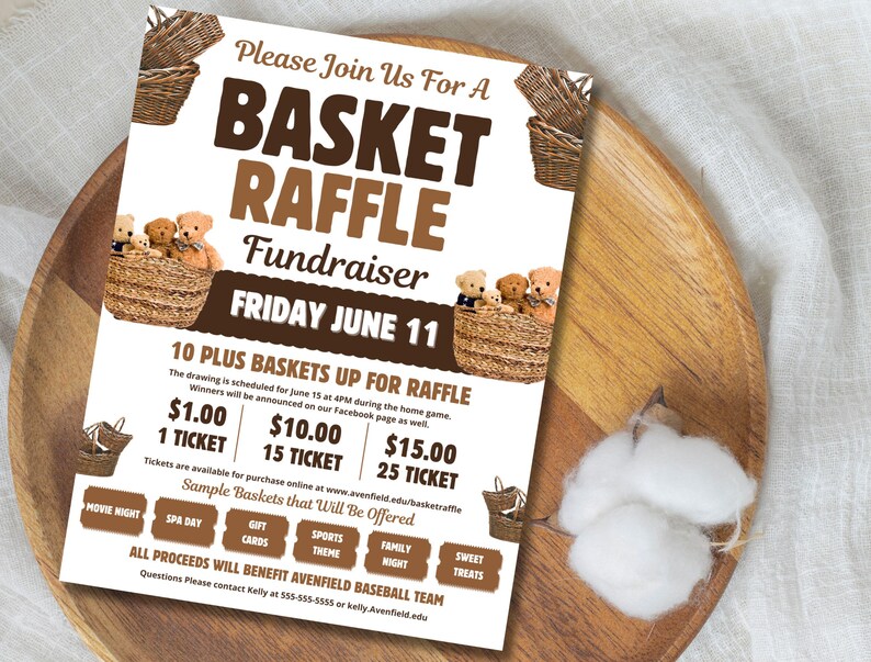 Editable Basket Raffle Flyer Template – Gift Basket Fundraiser ...