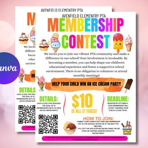 Editable PTA Membership Contest Flyer Template | Canva PTO Recruitment ...