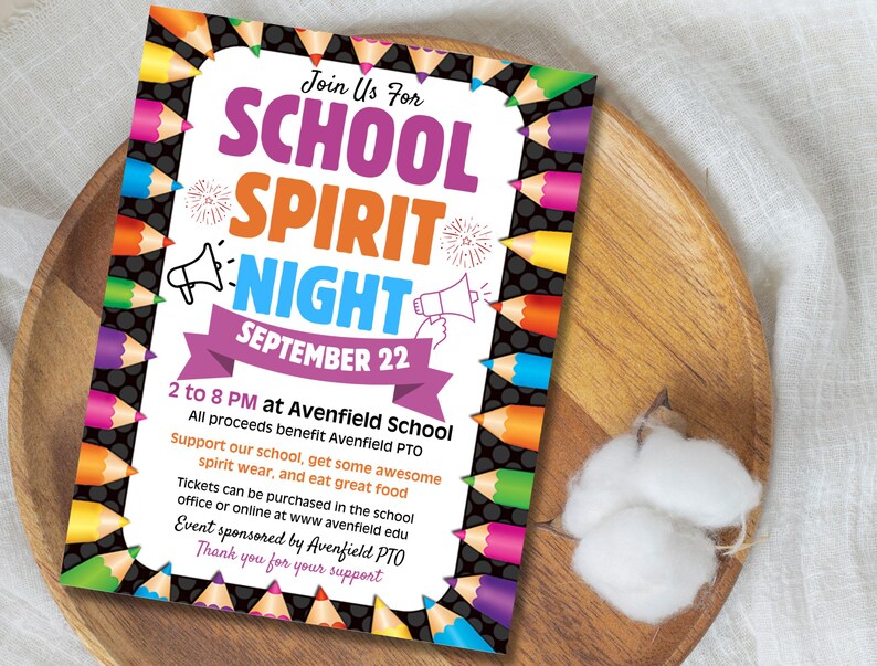 School Spirit Night Flyer Template, Spirit Fundraiser Invitation,canva ...