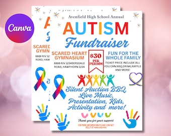 Autism Awareness Flyer, EDITABLE Template, Autism Month, Fundraiser ...