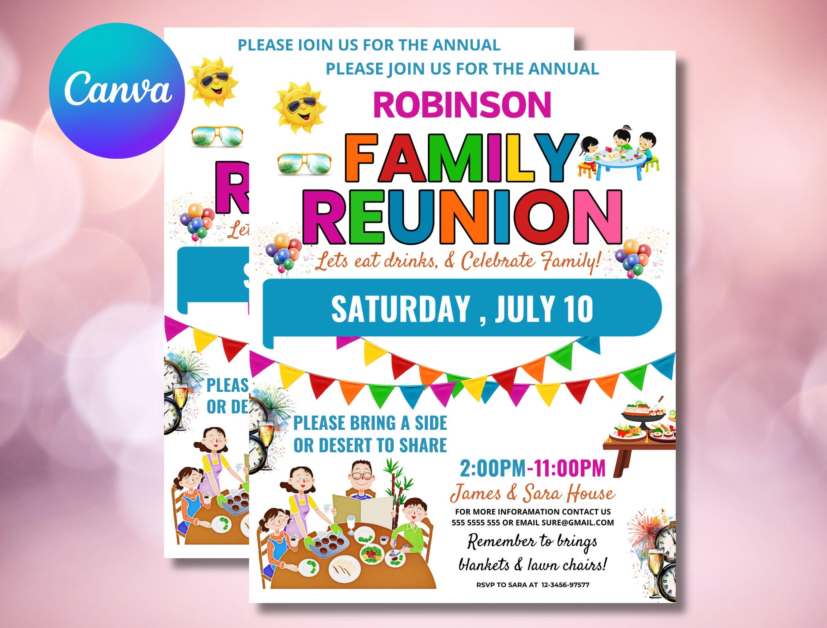 DIY Family Reunion Flyer Template, Editable Cousin Reunion Invite ...