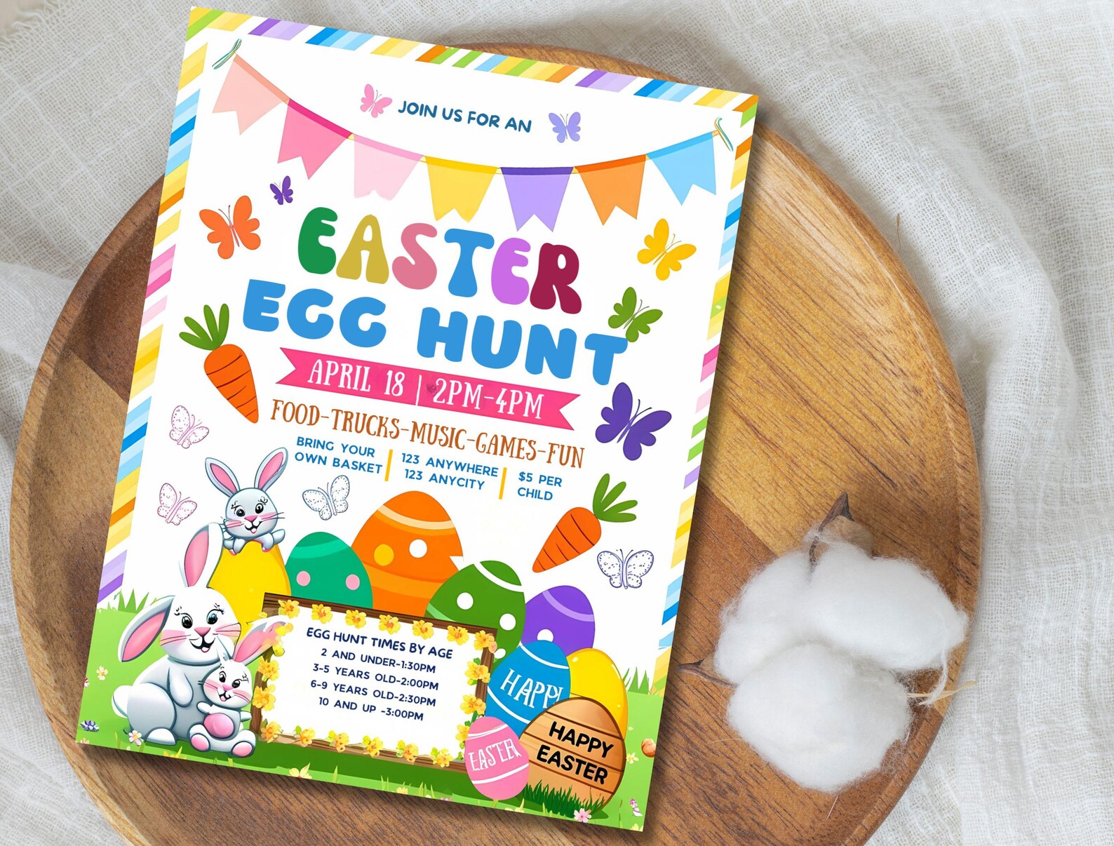 Editable Easter Egg Hunt Flyer Template: Printable Canva Invitation - Etsy