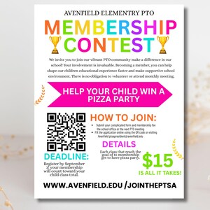 Editable PTO Membership Contest Flyer: School PTA Recruitment (canva ...