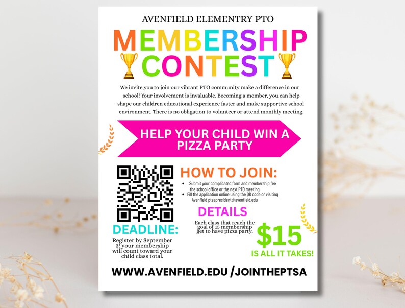 Editable PTO Membership Contest Flyer: School PTA Recruitment (canva ...