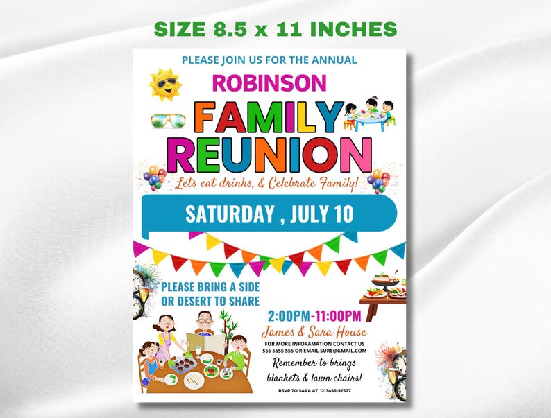 DIY Family Reunion Flyer Template, Editable Cousin Reunion Invite ...