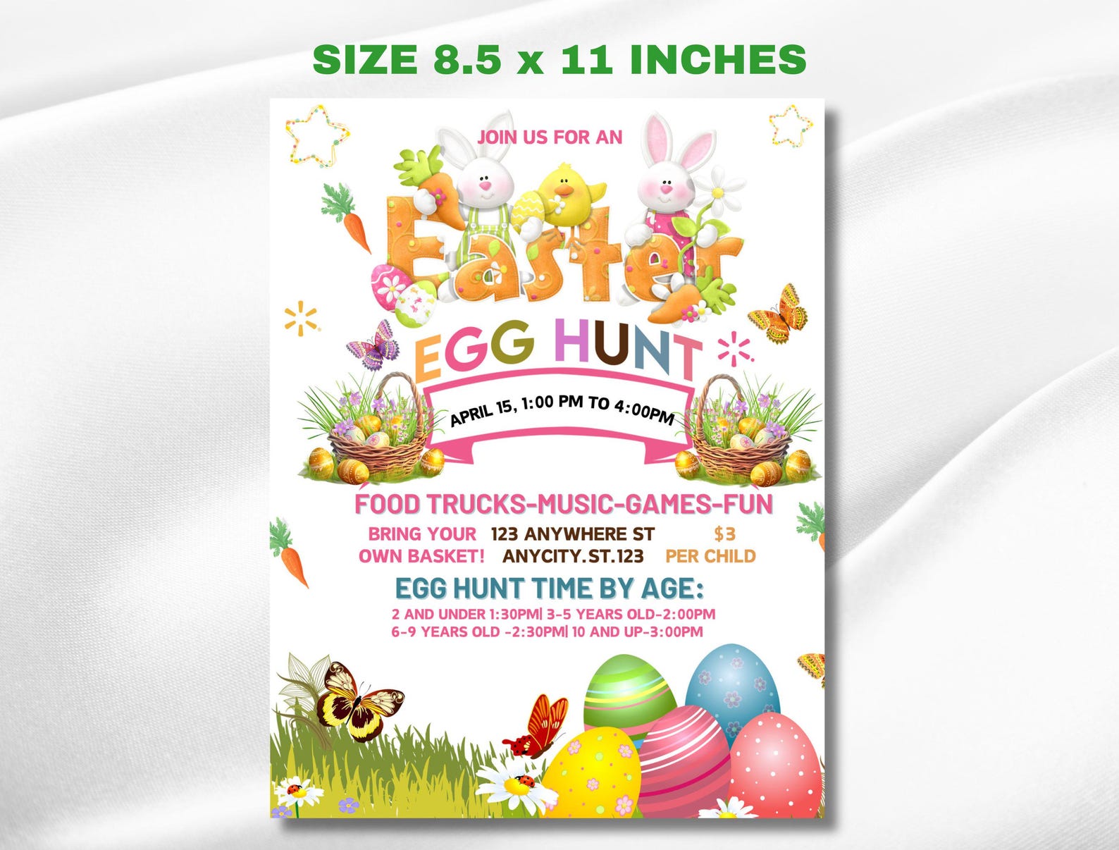 Editable Easter Egg Hunt Flyer Template, Printable Easter Egg Hunt ...