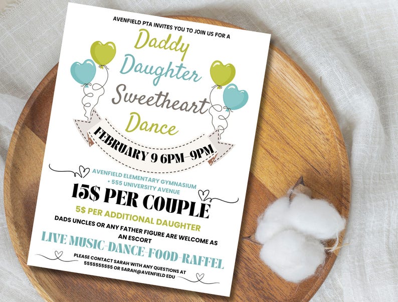 Editable Sweetheart Dance Flyer Template, Valentine's Day Dance Invite ...