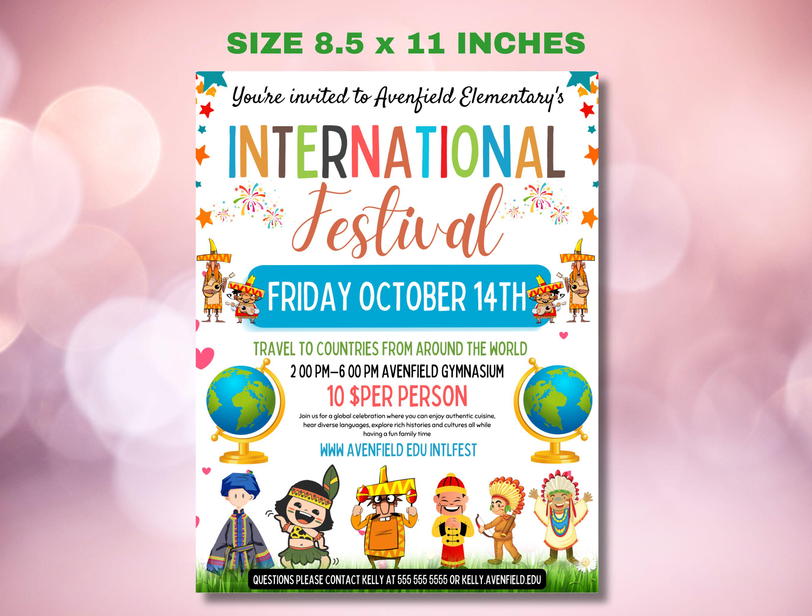 Editable International School Festival Flyer| Multicultural Fair ...