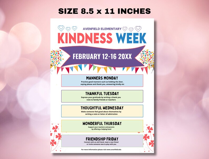 Kindness Spirit Week Flyer Template | Editable Kindness Week Activities ...