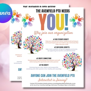 Editable PTO Recruitment Flyer Template – Parent Volunteer Sign-up ...