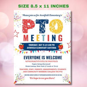 Customizable Spring PTA Meeting Flyer Template | April PTO/PTA ...