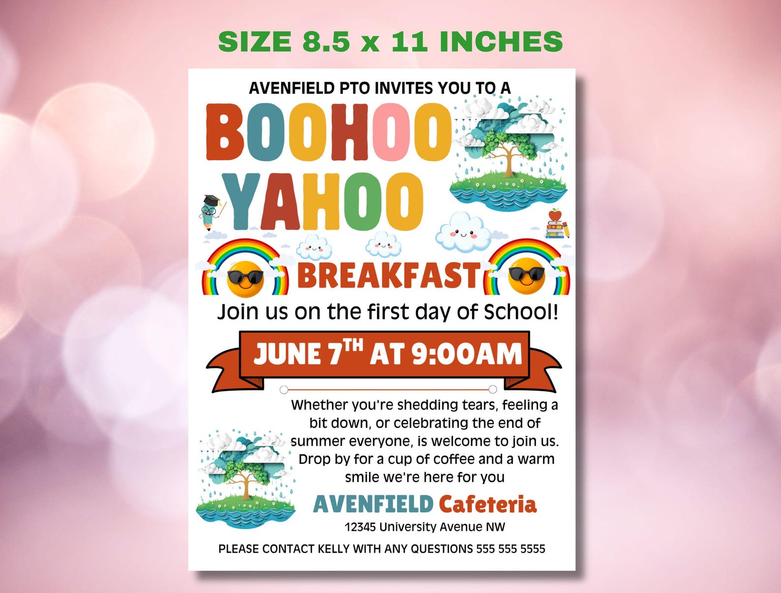 Editable Boo Hoo Yahoo Invitation, School Breakfast Social Flyer ...
