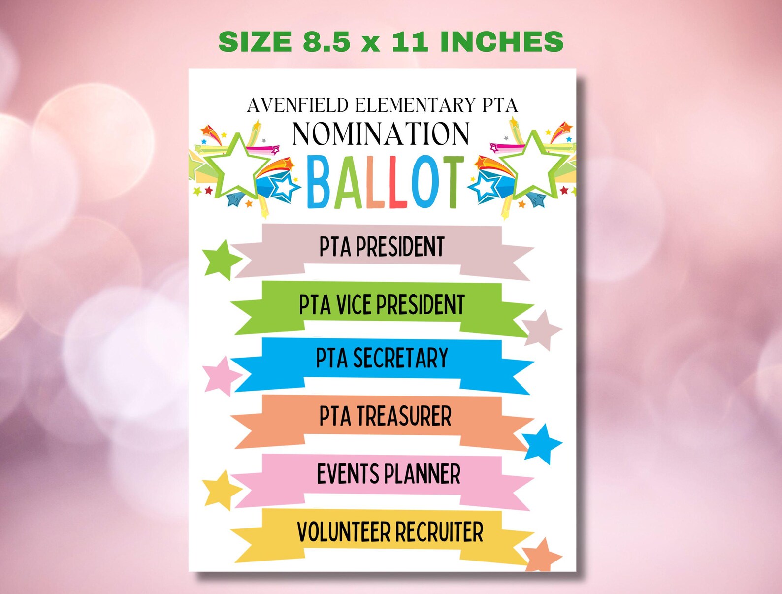 PTA/PTO Board Member Nomination Form, Editable Elections Ballot ...