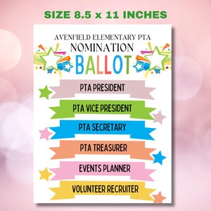 PTA/PTO Board Member Nomination Form, Editable Elections Ballot ...
