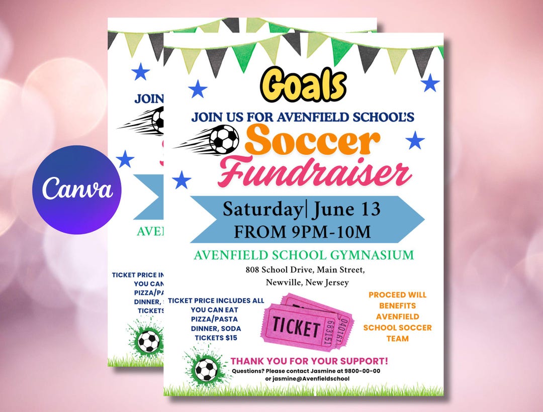 Editable Soccer Fundraiser Flyer: School Sports Raffle Template (8.5x11 ...