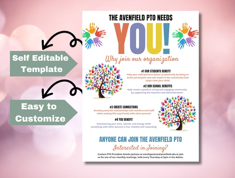 Editable PTO Recruitment Flyer Template – Parent Volunteer Sign-up ...