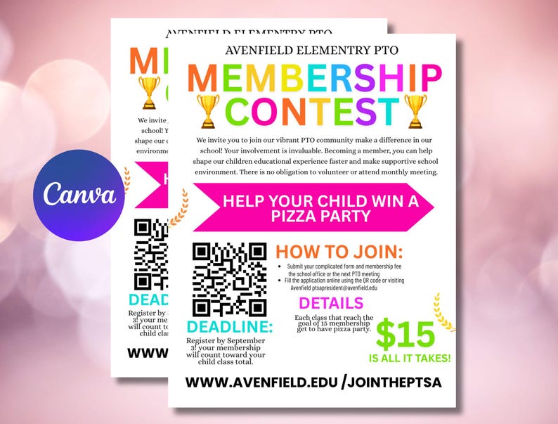 Editable PTO Membership Contest Flyer: School PTA Recruitment (canva ...