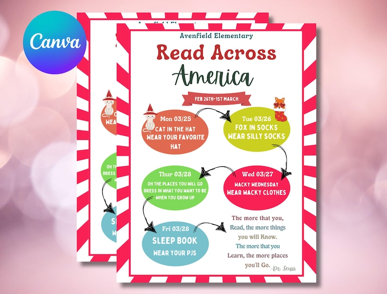 Editable Read Across America Poster, , Spirit Week, Dr. Seuss Week - Etsy