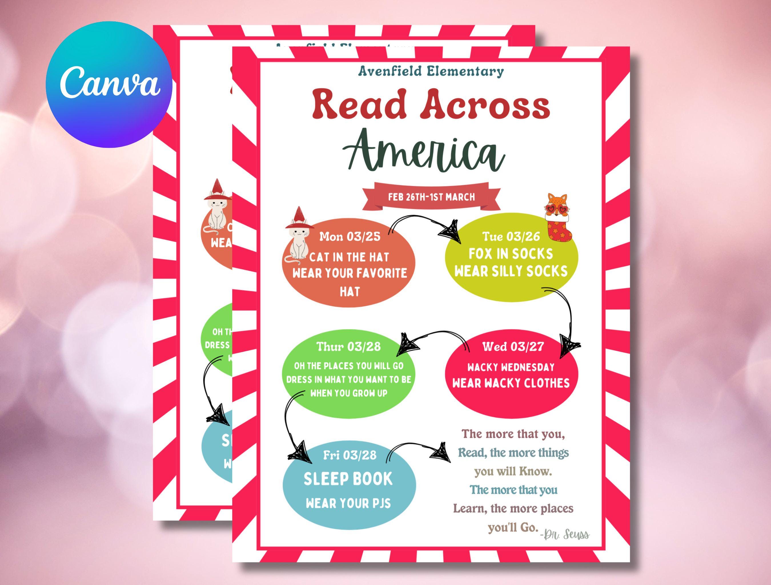 Editable Read Across America Poster, , Spirit Week, Dr. Seuss Week - Etsy