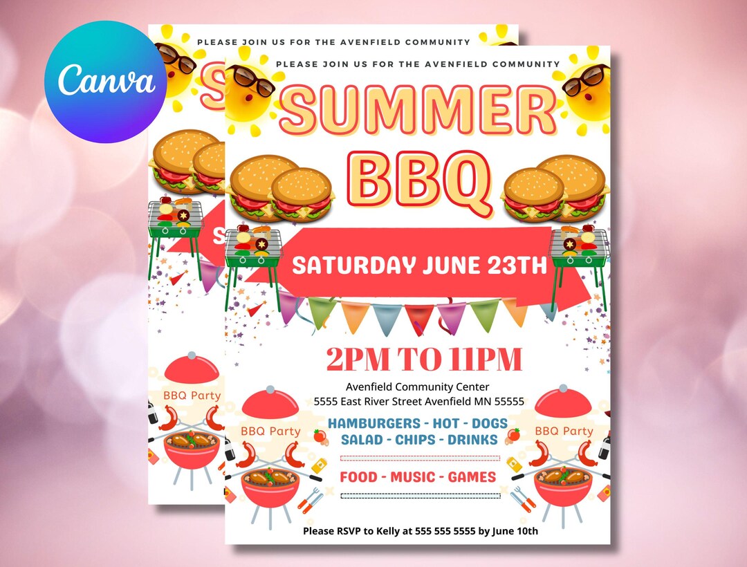 Editable Summer BBQ Party Flyer Template – DIY Cookout Invitation ...