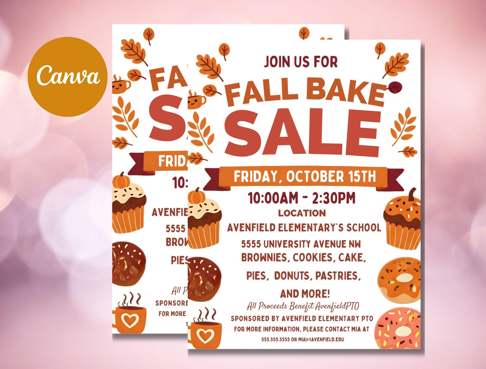 Editable Fall Bake Sale Flyer Template | Autumn Baking Fundraiser ...