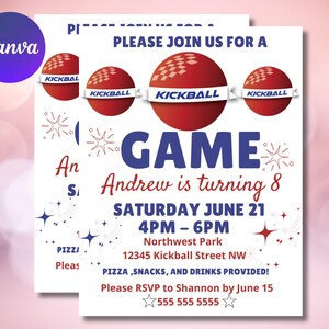 Editable Kickball Invitation Template, Kickball Invite, Edit in Canva ...
