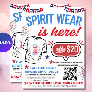 School Spirit Wear Flyer Template | Editable Canva Design - Etsy