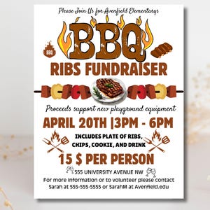 BBQ Ribs Fundraiser Flyer Template: Editable Canva Invite - Etsy