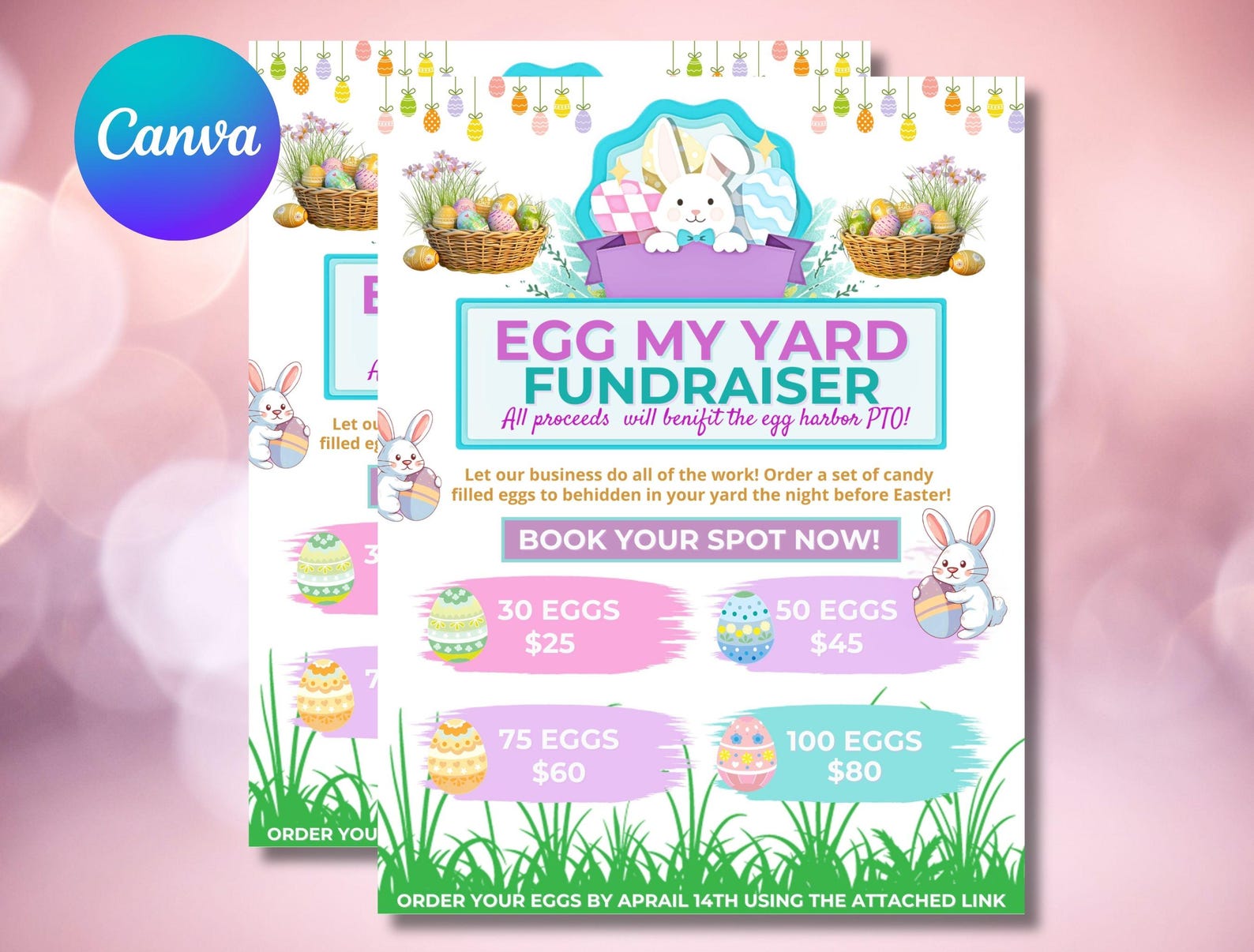 Egg My Yard Fundraiser Template | Editable PTO Easter Egg Hunt ...